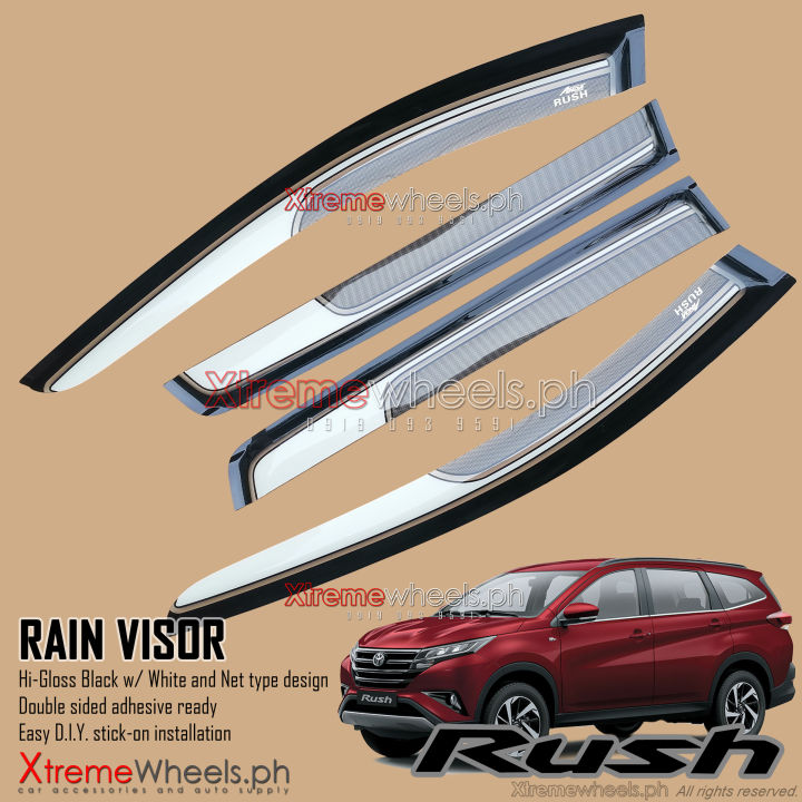 Toyota Rush 2018 to 2024 White and Black Net Type Rain Visor Protector ...