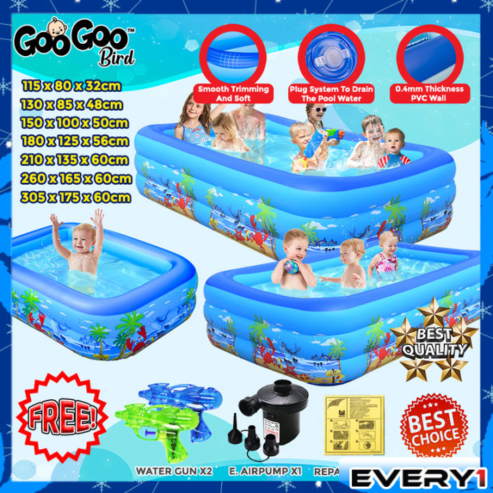 GOOGOO BIRD 7 Sizes 3 Layer Inflatable Family Swimming Pool Beach Crab ...