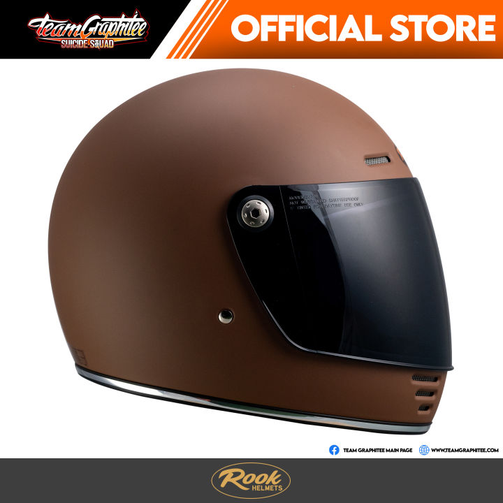 ROOK V152 MATTE BROWN FULL FACE SINGLE VISOR WITH FREE CLEAR LENS ...