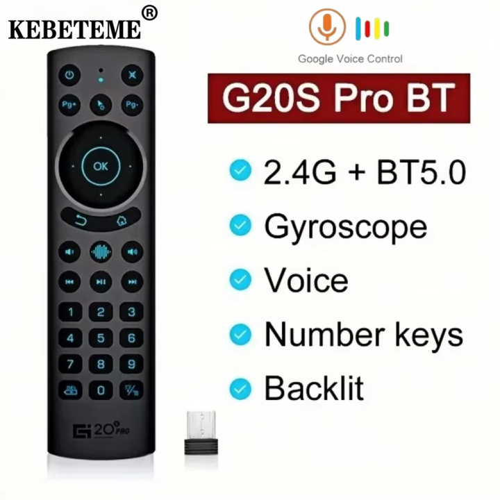 KEBETEME BT 5.0 Voice Remote Control G20S BT PRO with 2.4G Backlit ...