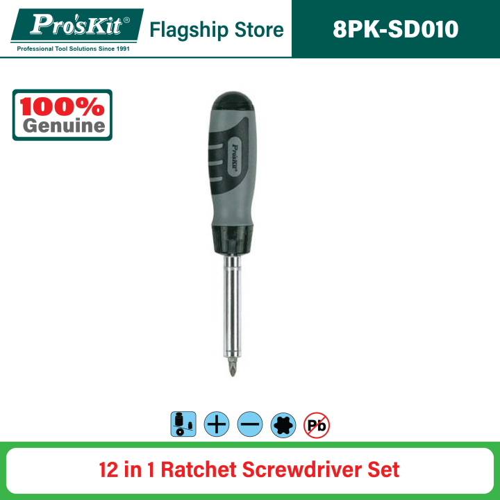 Pro'sKit 8PK-SD010 12 in 1 Ratchet Screwdriver Set | Lazada