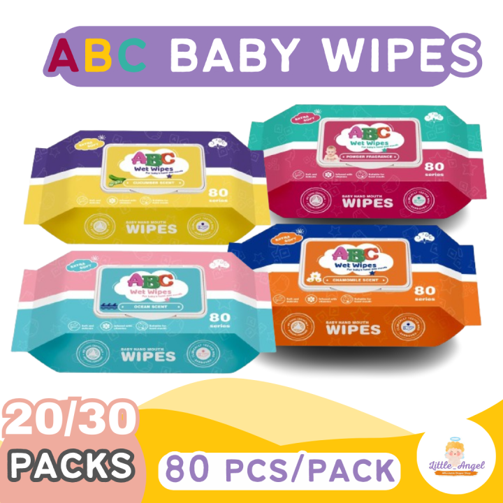 LittleAngel ABC Baby Care Scented Wet Wipes 20/30 Packs by 80 Sheets ...