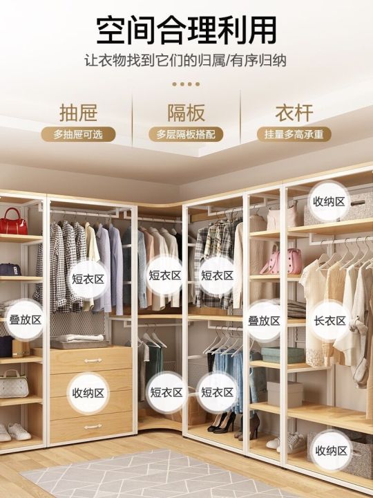 Steel-wood combined wardrobe walk-in cloakroom metal coat rack homemade ...