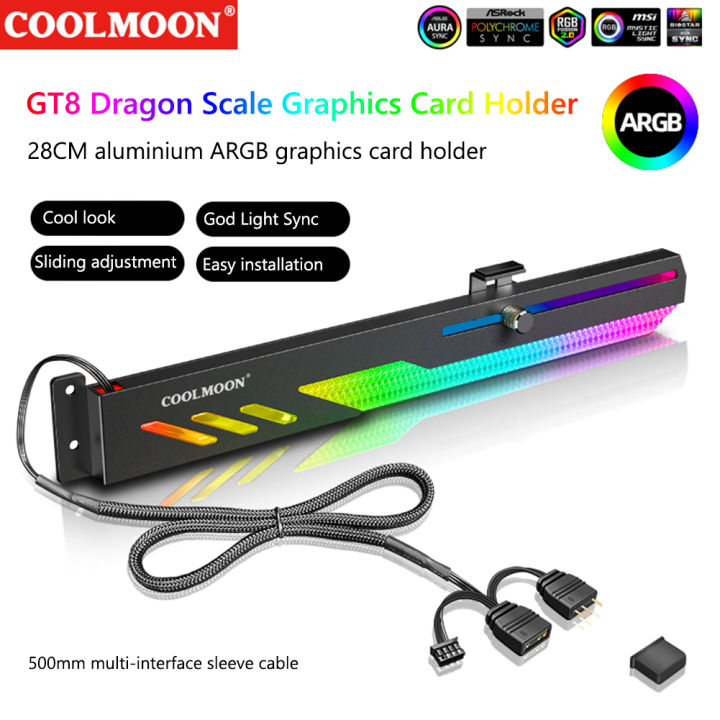 Coolmoon Gt8 Computer Video Stand Horizontal Gpu Support 5v Argb ...