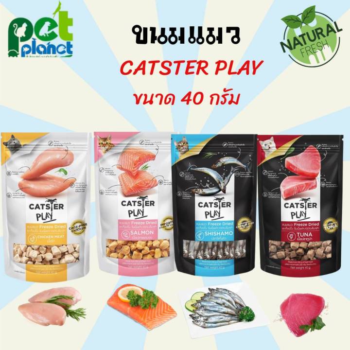 [40g.] อาหารแมว ขนมแมว CATSTER PLAY อาหารอบแห้งสำหรับแมว ขนมอบแห้ง ...