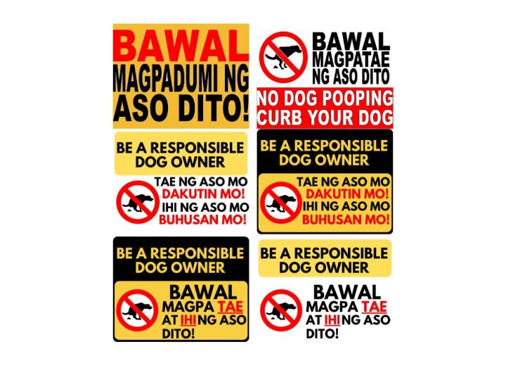 Bawal Magpadumi ng Aso Bawal Magpaihi ng Aso Curb Your Dog Signage ...