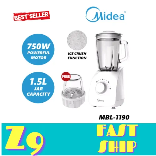 Midea MBL-1190 1.5L Glass Jar Blender 750W with Dry Mill | Lazada