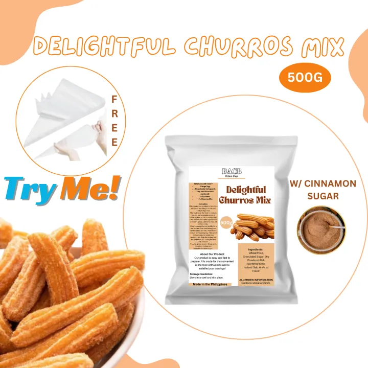 PREMIUM DELIGHTFUL CHURROS MIX 500G WITH CINNAMON SUGAR AND FREE PIPING ...