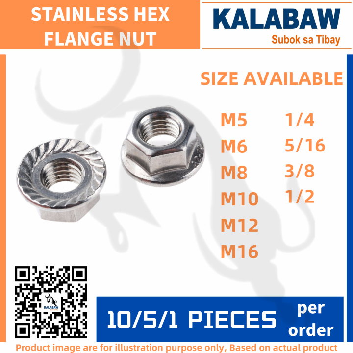 Stainless Steel 304 Hex Flange Nut Hexagonal Flange Nut M5 to M16 ...