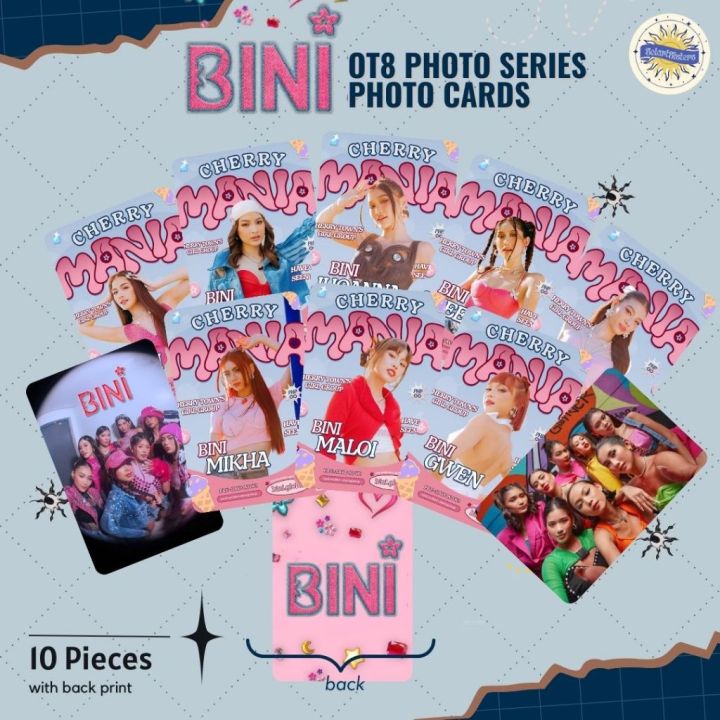 10 pcs BINI Cherry on top OT8 back-to-back laminated photocards photo ...