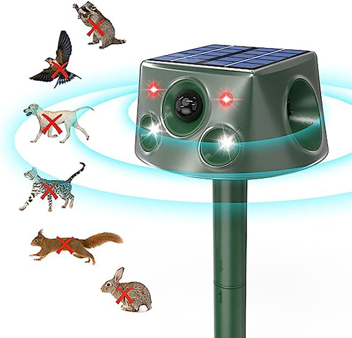 Solar Powered Animal Repeller 6 Modes with Motion Sensor and Flashing ...