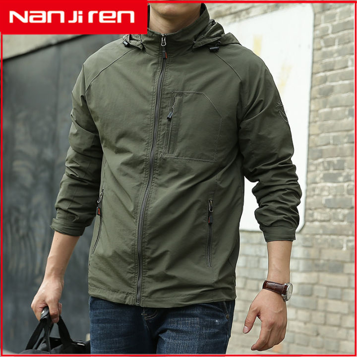 Nanjiren 2022 Men Tactical Detachable Sleeve Military Windbreaker Jacket Men Waterproof Pockets ...