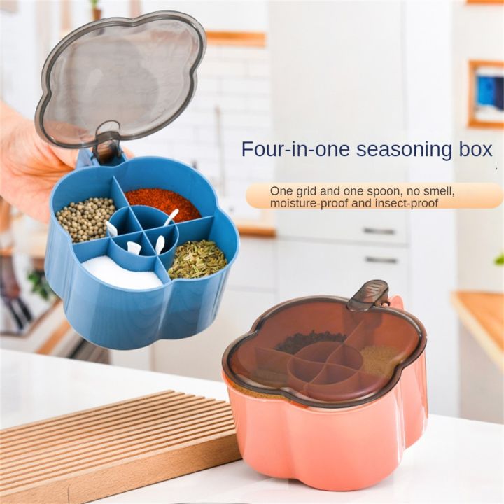 costel Four in one plastic seasoning box with spoon, spice jar, four in ...