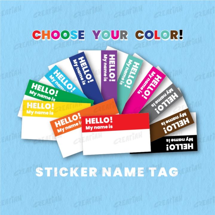 CREATIAH | Single Color HELLO Name Tag Stickers Pack Party School Home ...