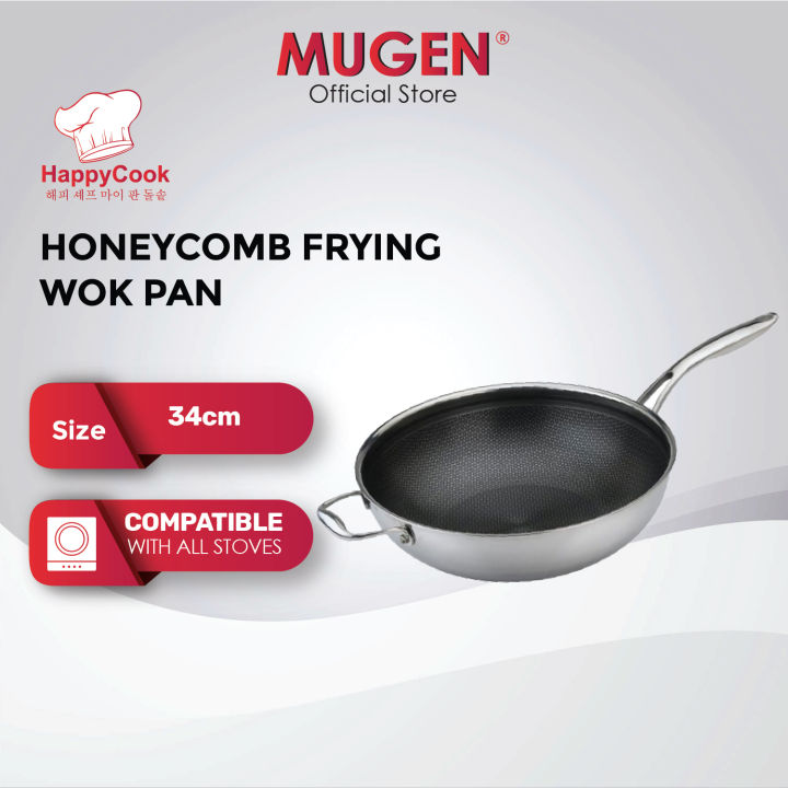 HappyCook Honeycomb Stainless Steel Frying Wok Pan 34 CM | Lazada