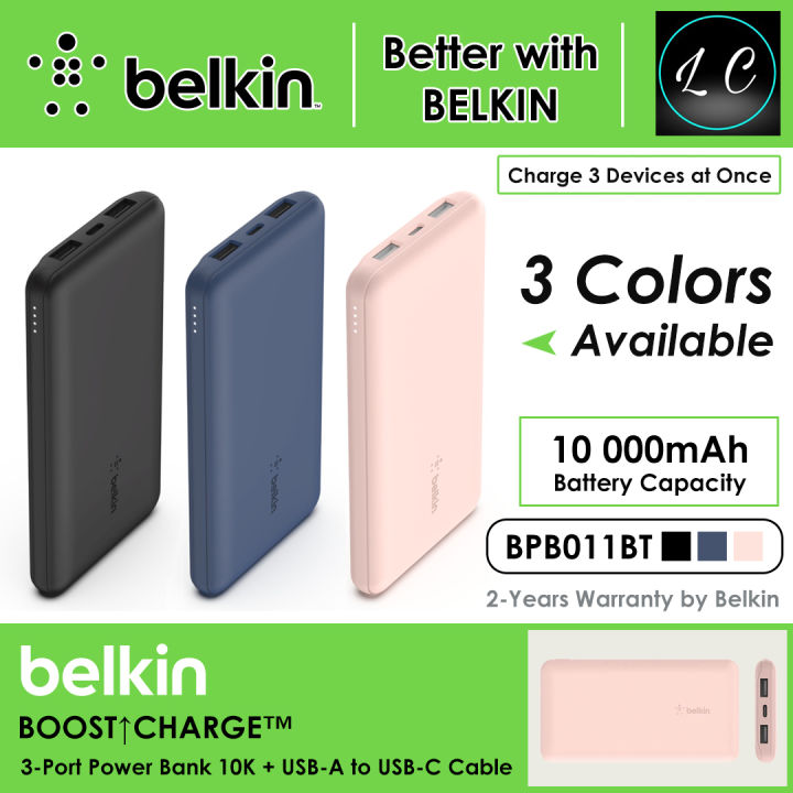 Belkin BPB011bt BoostCharge 3-Port 10000mah Capacity Power Bank with ...