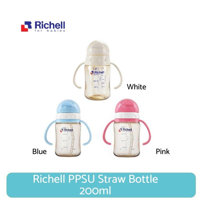 RICHELL PPSU Straw Bottle 200ml Botol Sedotan Bayi Water Bottle ...