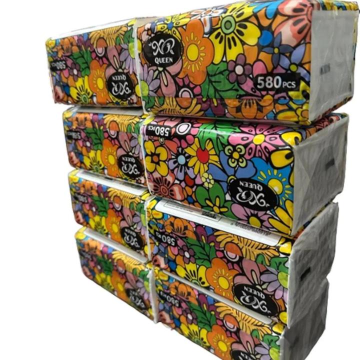 jfs 8 PACK FACIAL TISSUE QUEEN FLOWER 580 SHEETS FACIAL TISSUE | Lazada PH