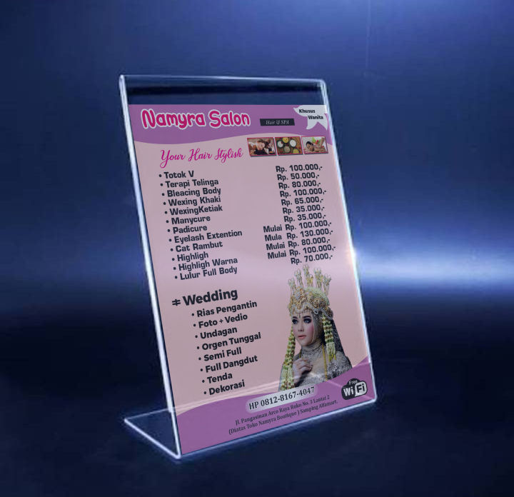 Acrylic/Akrilik Brosur A4 - Standing Brosur Akrilik - Nomor Meja ...