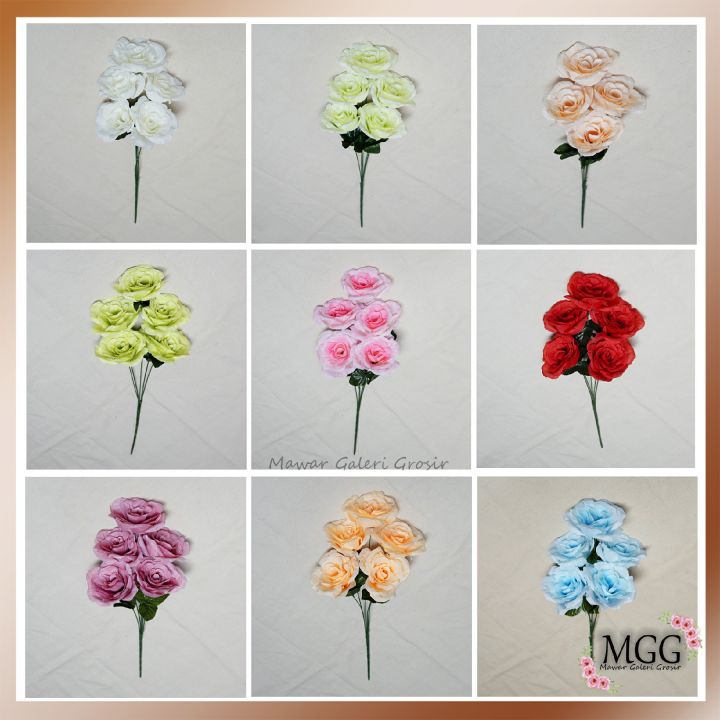 Bunga Rose Holland X5 (Satuan) Bunga Artificial / Bunga Plastik / Bunga ...