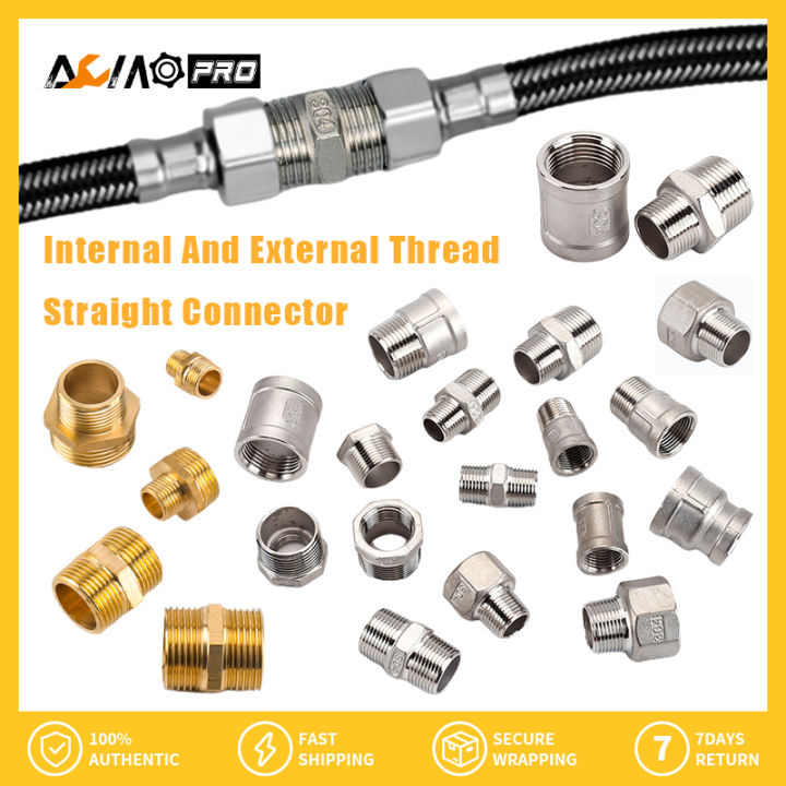 AumoPro 1pc 304 Stainless Steel Brass Pipe Fitting 1/8 1/4 1/2 3/8 3/4 ...