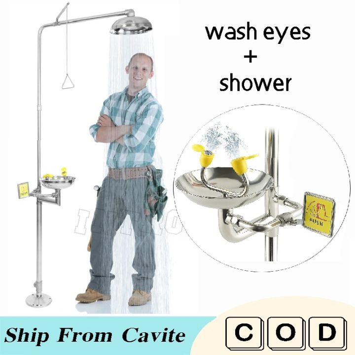Emergency Shower Eyewash Steel Factory Inspection Vertical Double ...