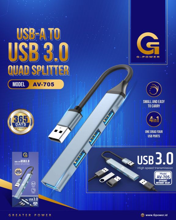 G-Power USB 3 QUAD SPLITTER AV-705 Original | Lazada Indonesia