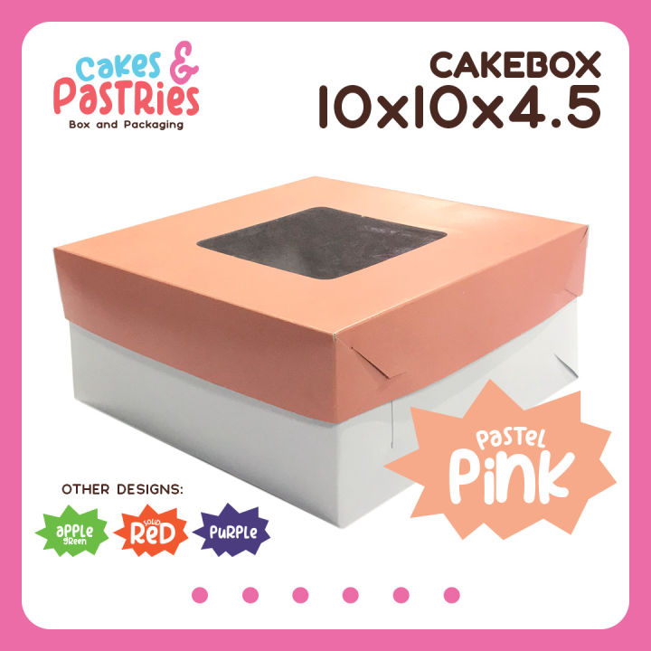 10X10X4.5 SOLID COLOR (RED, PURPLE, GREEN, PINK) CAKE BOXES WITH WINDOW ...