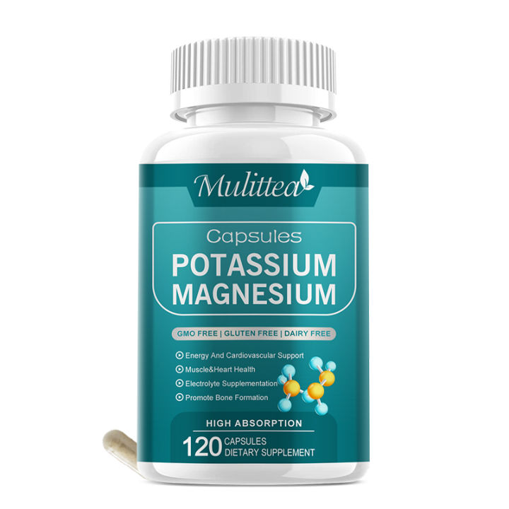 Mulittea Potassium Magnesium Capsules Supports Healthy Heart, Muscle ...