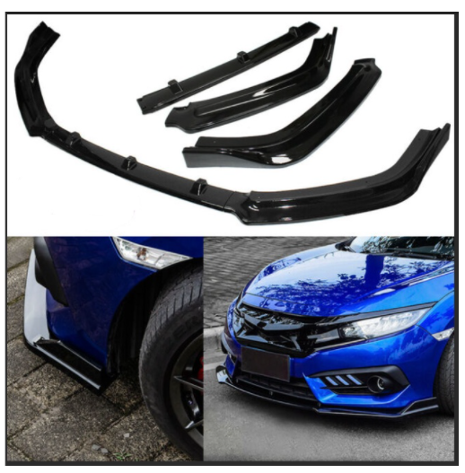 Honda Civic FC 2016-2019 Front Lip Front Skirt Bumper Diffuser 3 ...