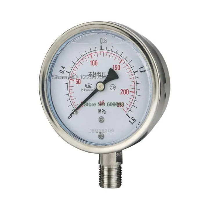Stainless Steel Seismic Pressure Gauge YN100BF Oil Water Hydraulic Vacuum Meter/High temperature ...