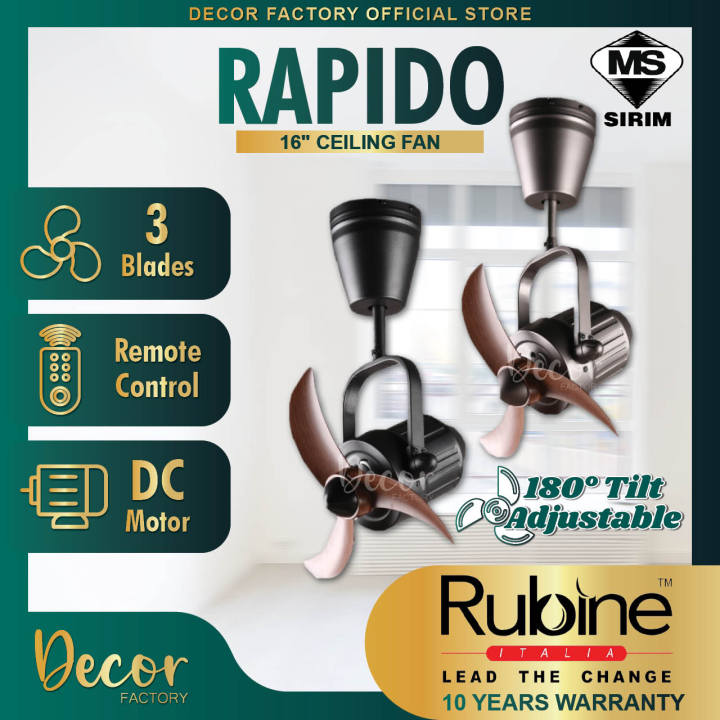 RUBINE Rapido 16'' Designer Fan Oscillation Fan 6 Speed Remote Control ...