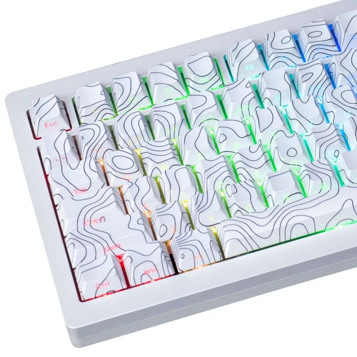 【ONLY KEYCAP】 Contour Line Side Engraved Keycap Shine Through 132 Keys ...
