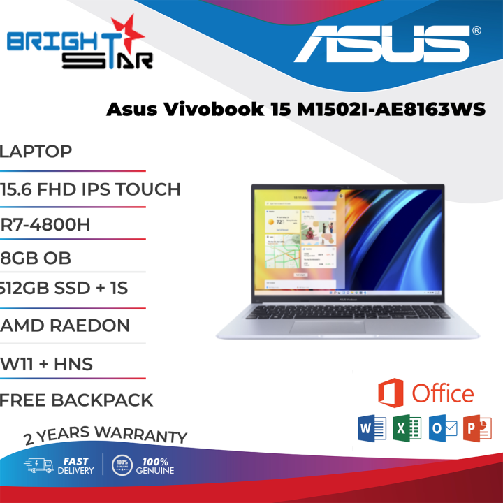 ASUS Laptop Vivobook 15 M1502 (M1502I AE8163WS) ( Ryzen 7 4800H | 8GB ...