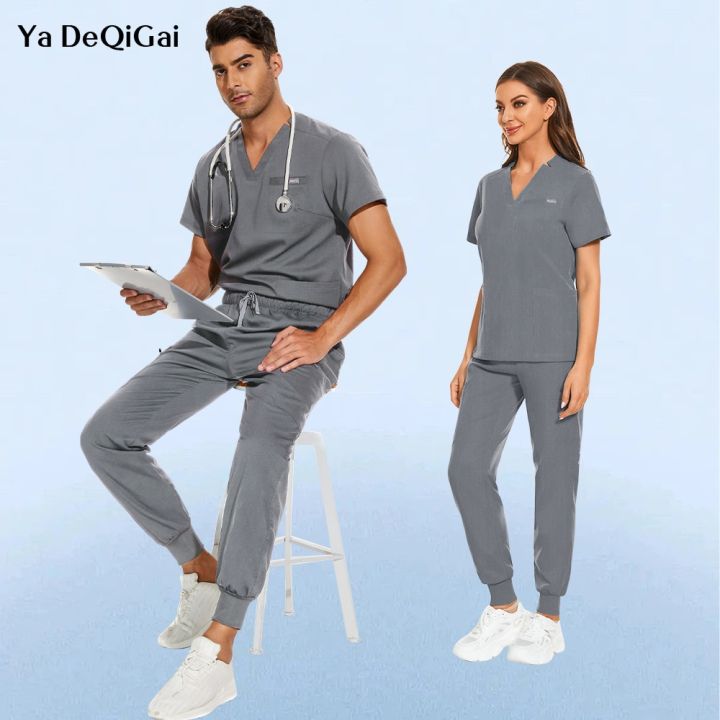 Summer Men's Medical Clothes Unisex Nurse Doctor Scrubs Suits Lab ...