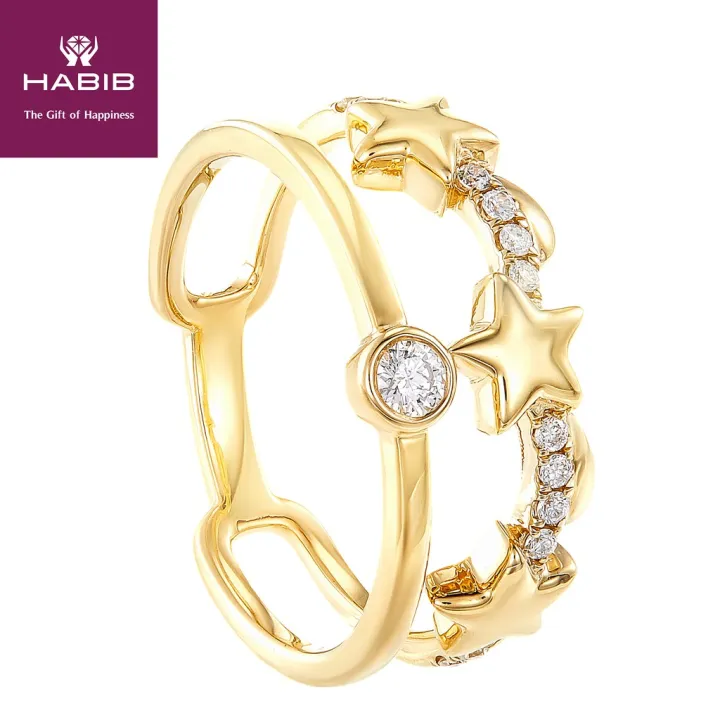 HABIB Dwa Starlight Double Row Diamond Ring 260760421(YG) | Lazada PH