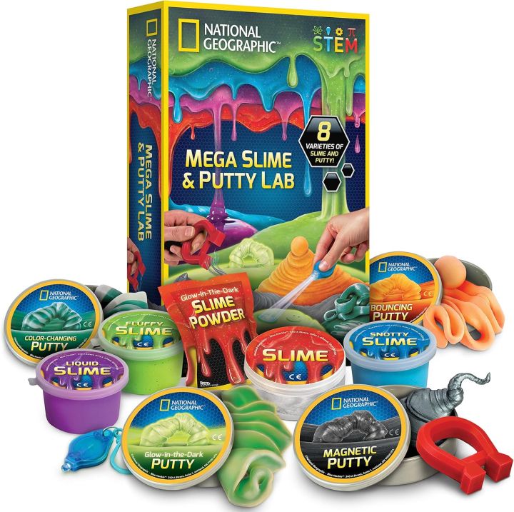 National Geographic Mega Slime Kit & Putty Lab - 4 Types of Slime Plus ...
