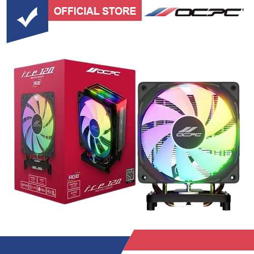 BRAND NEW OCPC I.C.E. 120 ARGB CPU AIR COOLER 4*HEATPIPE/1*120MM-FAN ...