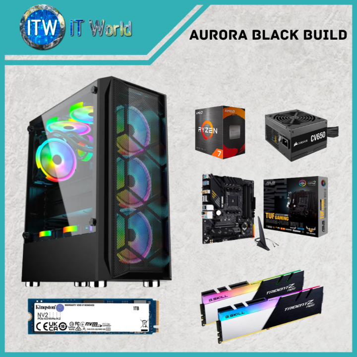 Itw | Desktop Computer Set - Aurora Black Build | 5700G | B550M-PLUS ...
