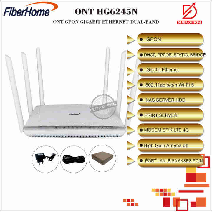 Modem FTTH Router Wireless WIFI Fiberhome HG6245N GPON ONT ONU | Lazada ...