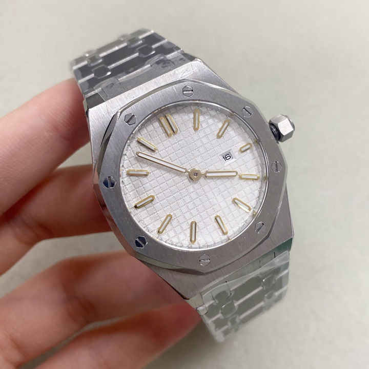 31MM Ladies Octagon Simplicity Steel Quartz Watch Green Luminous Dial ...