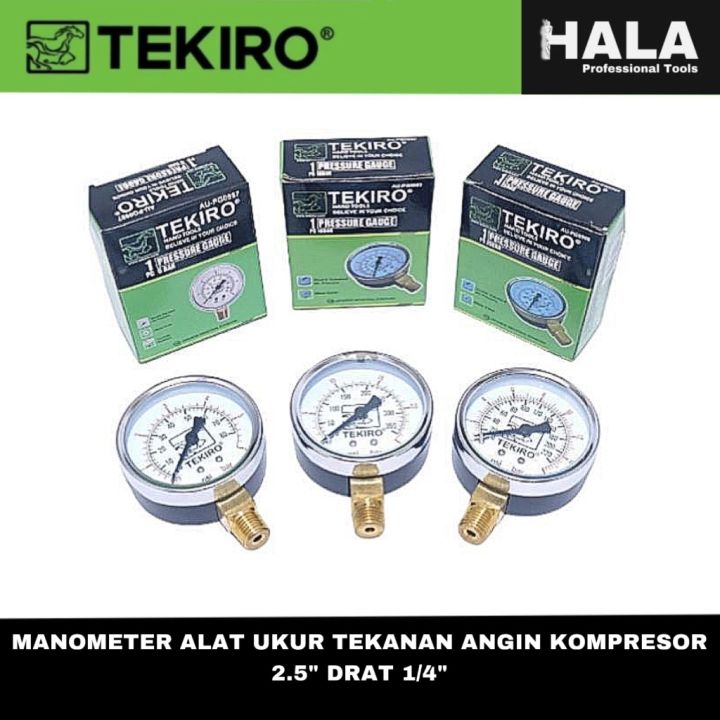 TEKIRO - MANOMETER ALAT UKUR TEKANAN ANGIN KOMPRESOR 2.5” DRAT 1/4 ...