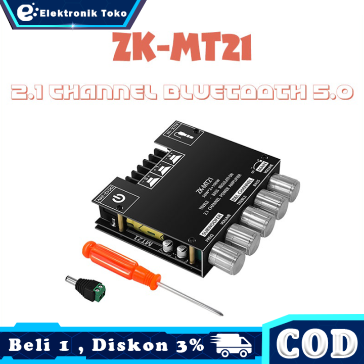 ZK-MT21 50W * 2 + 100W 2.1 Channel Bluetooth Modul Penguat Daya Digital ...