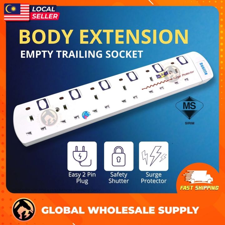 Sirim Socket Body Only 6 Way Trailing Extension Socket Surge Protection Extension Sirim Diy
