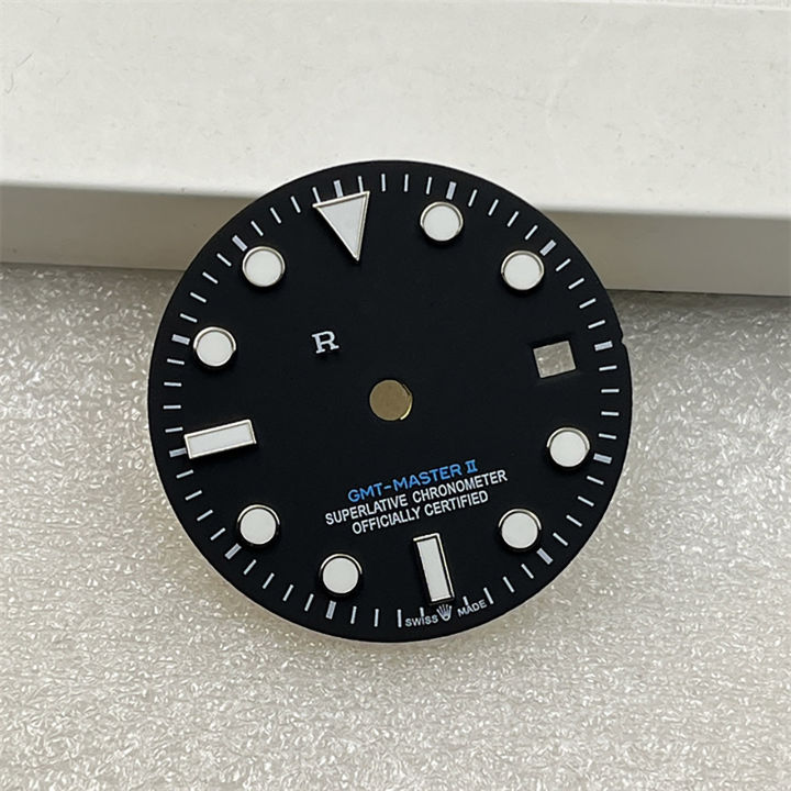 29mm Watch Dial Gmt Dial Blue Green Luminous Watch Accessories For 3186