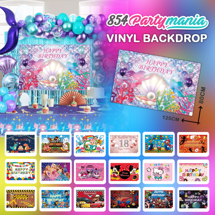 Vinyl Birthday Party Backdrop - Colorful & Themed Decorations for All ...