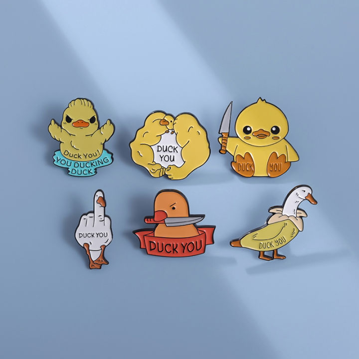 Cartoon Little Duck You Enamel Pins Brooches Funny Fox Duck Brooch ...
