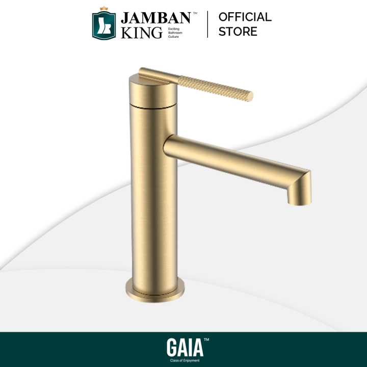 GAIA - Basin Mixer Tap Bathroom Faucet (KMBT-007-MG) Matte Gold Basin ...