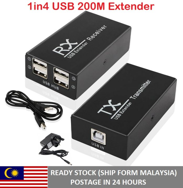 USB Extender Adapter 4 Port Up to 120M USB 2.0 Hub Extender Over RJ45 ...