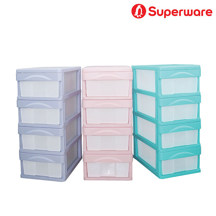 Srithai Superware ตู้ลิ้นชัก ชั้นวางของ ตู้เก็บของ พลาสติก 4 ชั้น ขนาดใหญ่ สีพาสเทล รุ่น M-79-4 ...